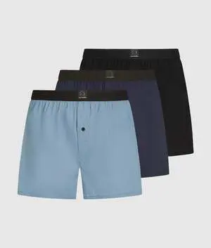 Karl Lagerfeld Ikon Woven Boxers – 3-pack - Moonlight-peacot-black