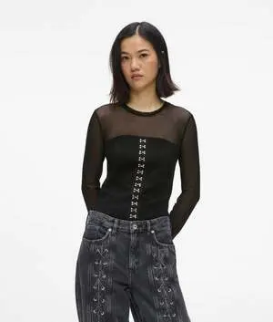 KL JEANS Jeans Mesh Corset Top - Black