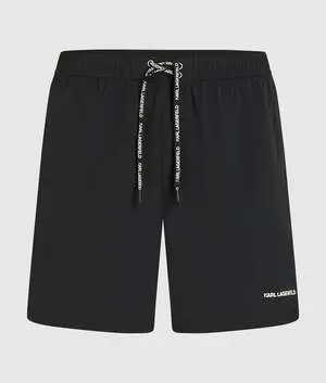 Karl Lagerfeld Stretch Polyamide Medium-length Boardshorts - Black
