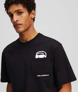 Karl Lagerfeld Ikon Peek-a-boo Pocket T-shirt - Black