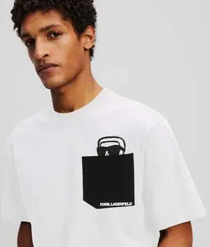 Karl Lagerfeld Ikon Peek-a-boo Pocket T-shirt - White