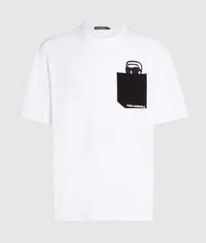 Karl Lagerfeld Ikon Peek-a-boo Pocket T-shirt - White