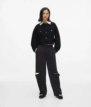 KL JEANS Jeans Cropped Black And White Canvas Jacket