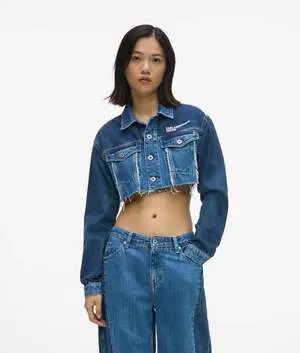 KL JEANS Jeans Blocked Denim Micro Jacket - Mid Blue Blocked