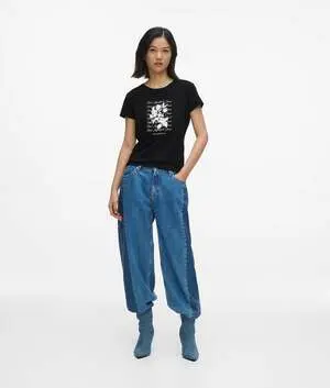 Karl Lagerfeld Slim Fit Flocked Floral T-shirt