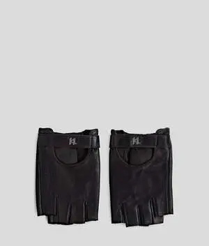 Karl Lagerfeld K/monogram Fingerless Leather Gloves