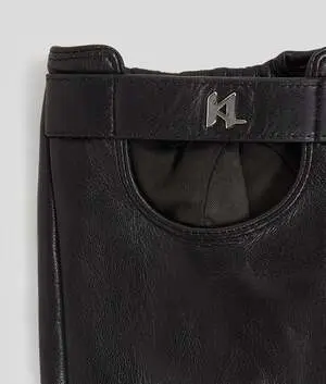 Karl Lagerfeld K/monogram Fingerless Leather Gloves