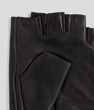 Karl Lagerfeld K/monogram Fingerless Leather Gloves