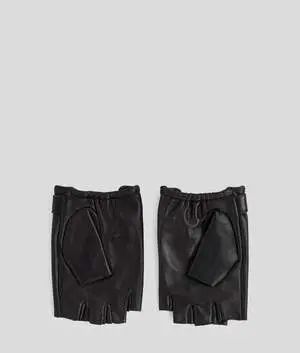 Karl Lagerfeld K/monogram Fingerless Leather Gloves