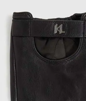 Karl Lagerfeld K/monogram Fingerless Leather Gloves