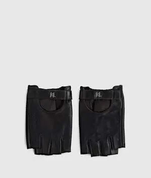 Karl Lagerfeld K/monogram Fingerless Leather Gloves