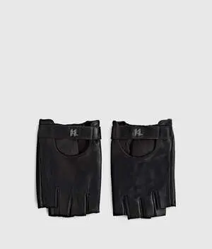 Karl Lagerfeld K/monogram Fingerless Leather Gloves