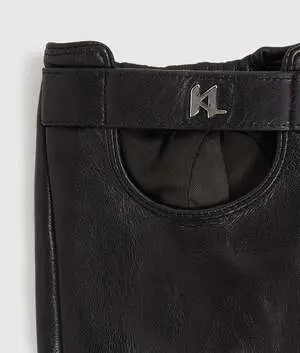 Karl Lagerfeld K/monogram Fingerless Leather Gloves