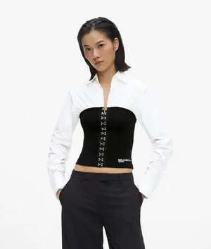 Karl Lagerfeld Corset Detail Poplin Shirt
