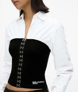 Karl Lagerfeld Corset Detail Poplin Shirt