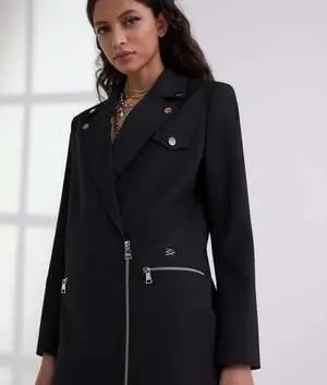 Karl Lagerfeld Biker Blazer With Zipper And Stud Details