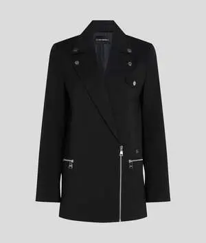 Karl Lagerfeld Biker Blazer With Zipper And Stud Details