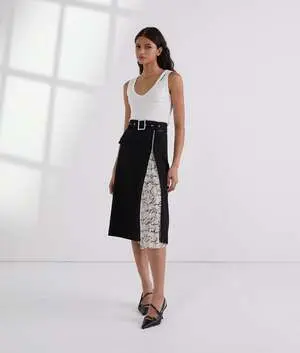 Karl Lagerfeld Pleat Detail Skirt - Black