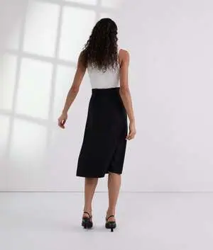Karl Lagerfeld Pleated Panel Midi Skirt With Belted Waist