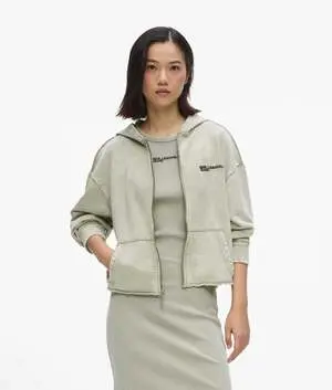 KL JEANS Jeans Washed Cotton Zip-up Hoodie - Tea