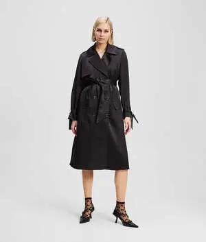 Karl Lagerfeld Fluid Trench Coat - Black