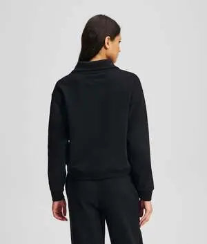 Karl Lagerfeld Embroidered Crest Half-zip Sweatshirt