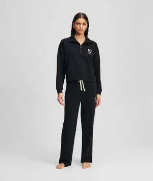 Karl Lagerfeld Embroidered Crest Half-zip Sweatshirt