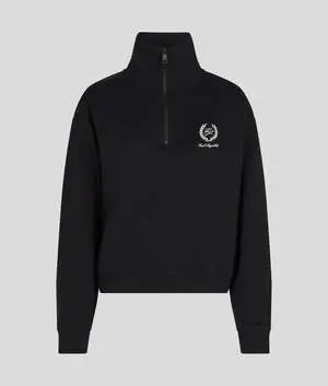 Karl Lagerfeld Embroidered Crest Half-zip Sweatshirt