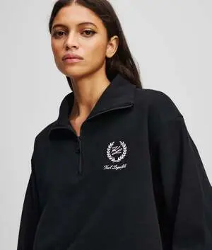 Karl Lagerfeld Embroidered Crest Half-zip Sweatshirt