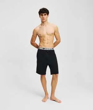 Karl Lagerfeld Logo Waistband Pajama Shorts - Black