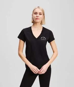 Karl Lagerfeld Rue St-guillaume V-neck T-shirt - Black