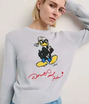 Karl Lagerfeld X Disney Donald Duck Embroidered Crewneck Sweater