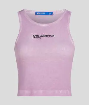 Karl Lagerfeld Washed Ribbed Cropped Tank Top