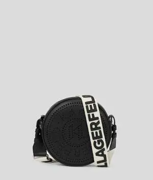 Karl Lagerfeld K/circle Embossed Logo Round Crossbody Bag - Black