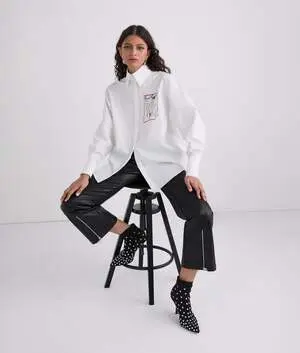 Karl Lagerfeld Poplin Shirt With Archival Sketches