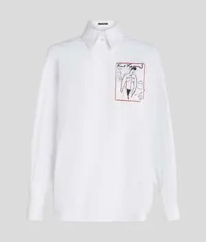 Karl Lagerfeld Poplin Shirt With Archival Sketches