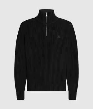 Karl Lagerfeld Half-zip Turtleneck Sweater In Lambswool