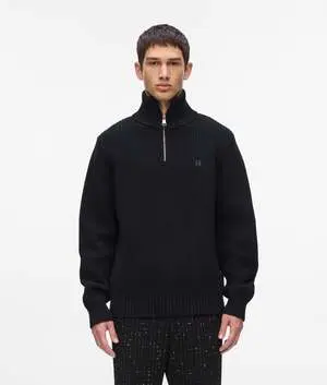 Karl Lagerfeld Half-zip Turtleneck Sweater In Lambswool
