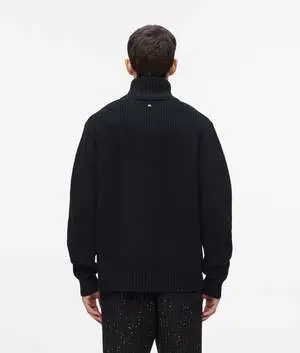 Karl Lagerfeld Half-zip Turtleneck Sweater In Lambswool