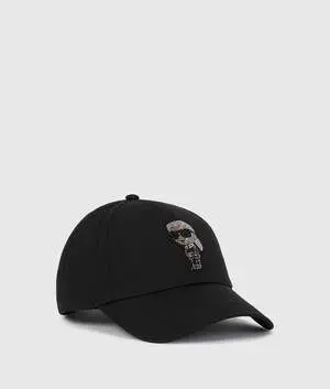 Karl Lagerfeld Ikon Rhinestones Cap - Black