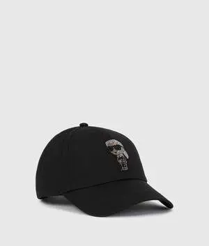 Karl Lagerfeld Ikon Rhinestones Cap - Black