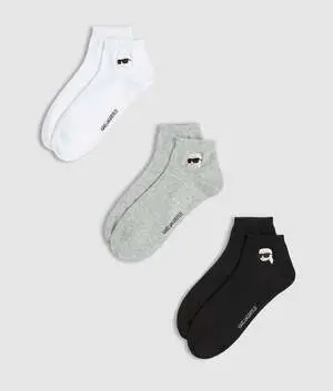 Karl Lagerfeld Karl Lagerfeld Ikon Short Socks - 3-Pack Black/white/grey