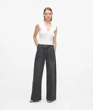 KL JEANS Jeans Low-rise Wide-leg Jeans - Washed Black