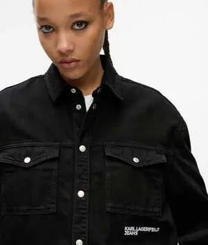 KL JEANS Cotton Overshirt With Logo Embroidery