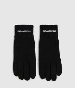 Karl Lagerfeld Logo Knitted Gloves - Black