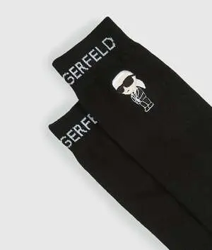 Karl Lagerfeld Ikon Artwork Crew Socks - Black