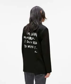 KL JEANS Jeans Tailored Blazer With Statement Quote - Black