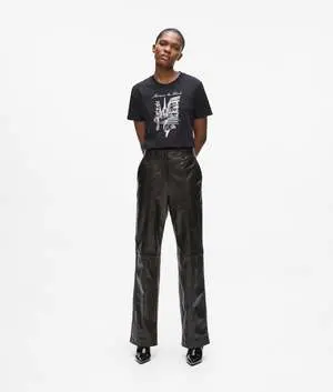 Karl Lagerfeld Straight-leg Leather Trousers - Black