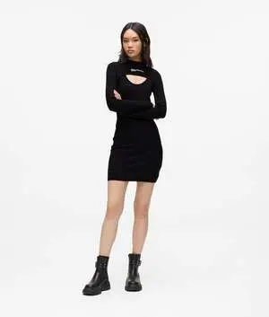 KL JEANS Jeans Cut Out Knit Dress - Black