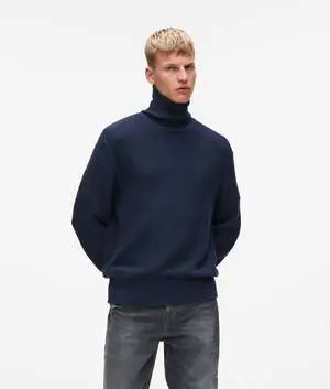 KL JEANS Jeans Relaxed Rollneck Sweater In Cotton - Black Iris